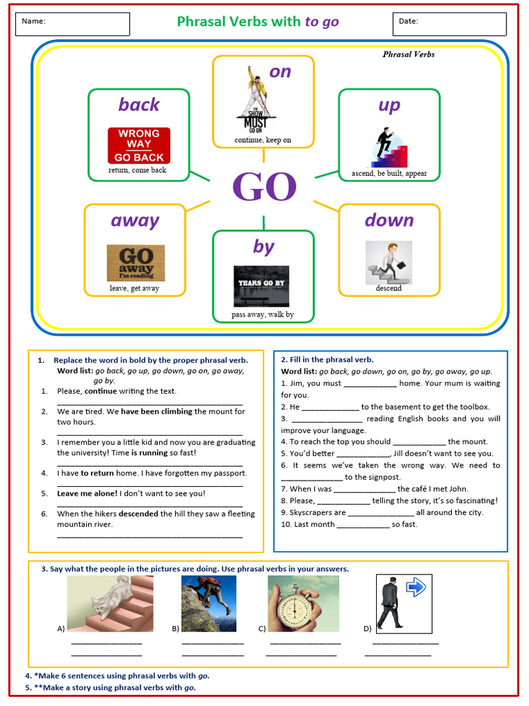 Phrasal Verbs With Go Grammar Drills Picture Description Exercises ...