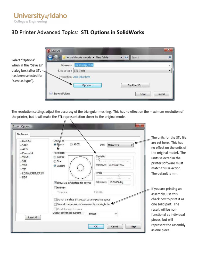 3d Printer Advanced Topics STL Options PDF | PDF