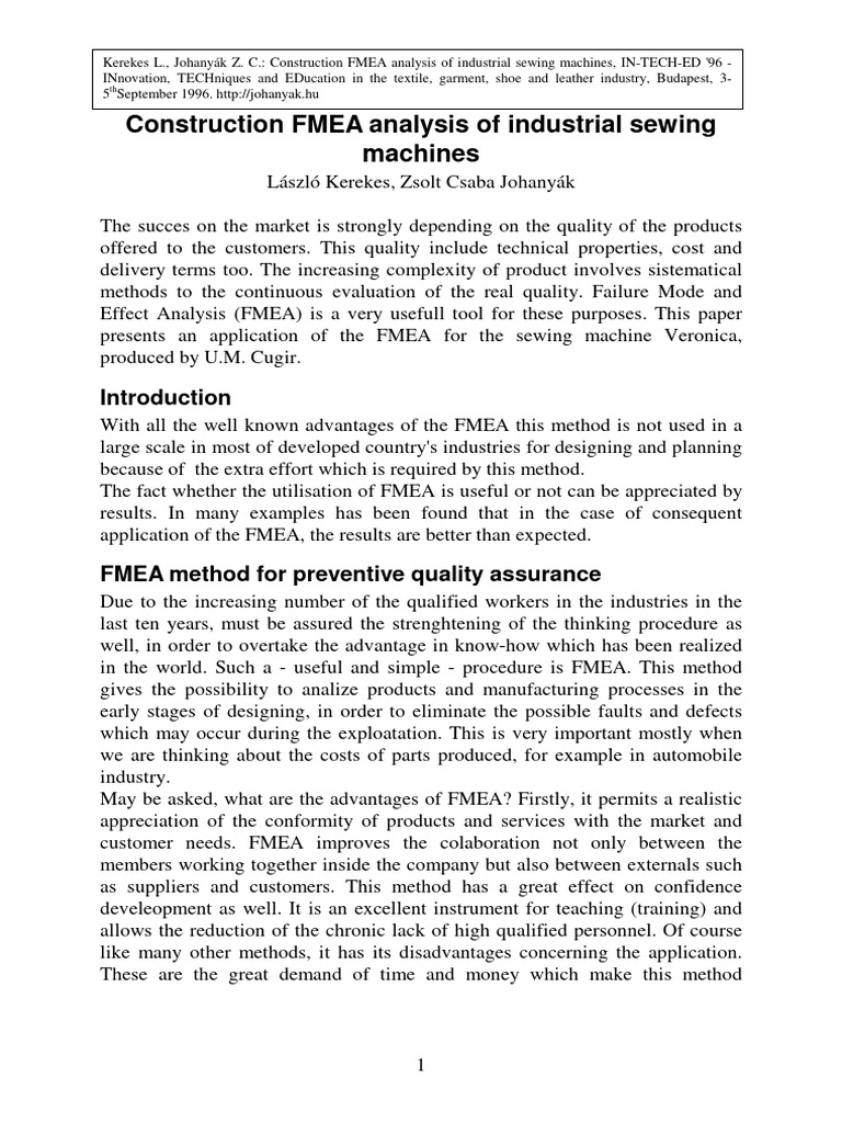 Construction FMEA Analysis of Industrial | Download Free PDF | Mechanical Engineering