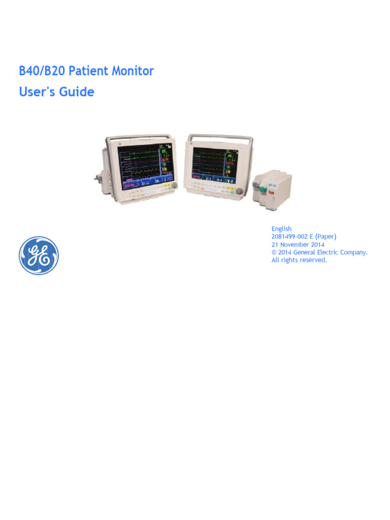 B40/B20 Patient Monitor User's Guide | PDF | Monitoring (Medicine ...