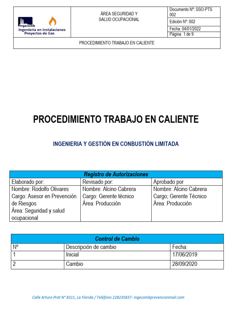 Procedimiento Seguro para Trabajo en Caliente | PDF | Seguridad y salud ...
