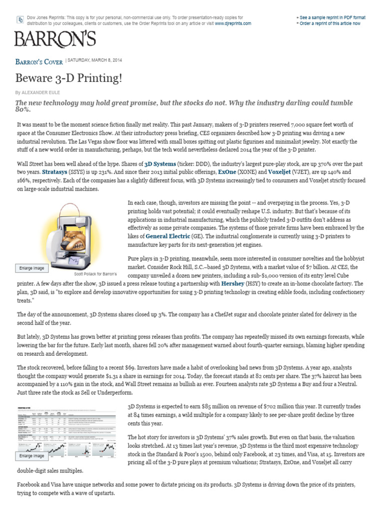 beware-3d-printing-pdf | PDF | 3 D Printing | Refinancing