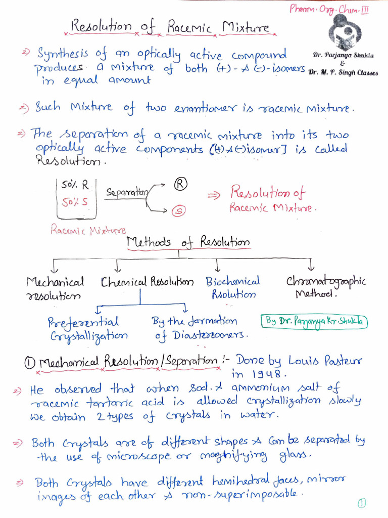 Resolution of Racemic Mixture, Methods With Examples | PDF