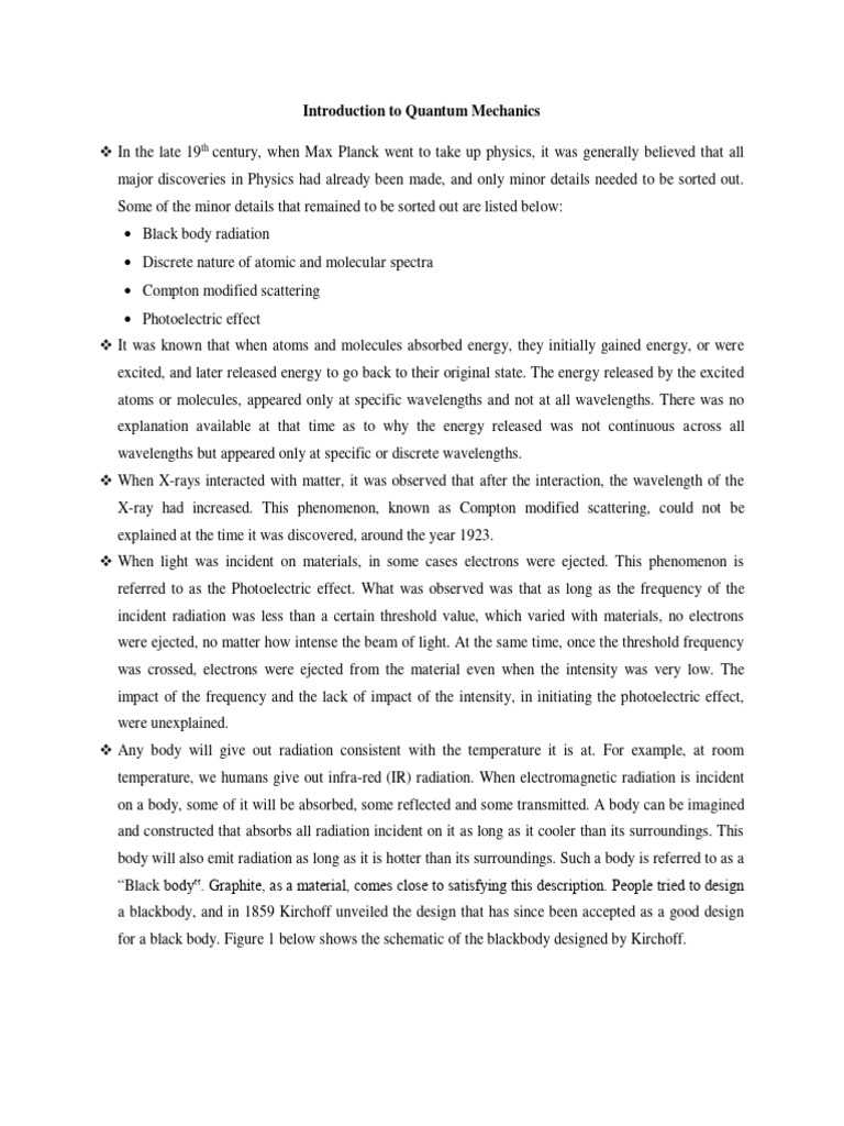 Introduction To Quantum Mechanics | PDF | Photoelectric Effect ...