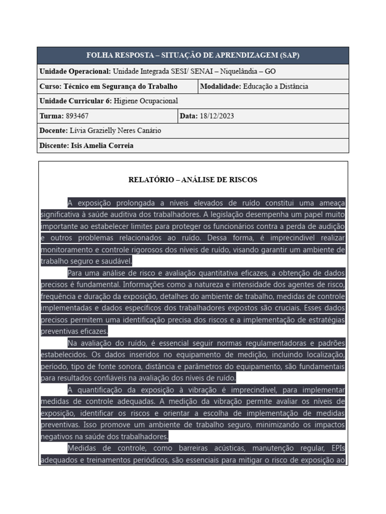 Sap 01 Higiene Ocupacional | PDF