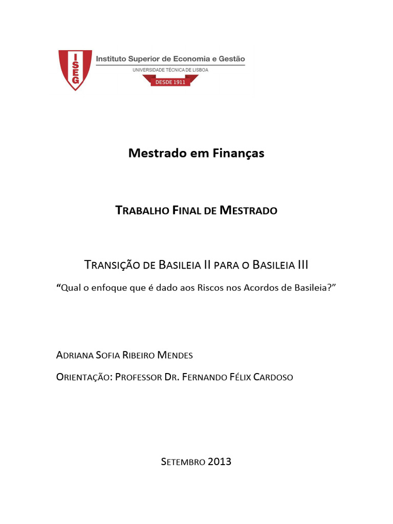 Transição de Basileia II para Basileia III - Adriana Mendes VF | PDF ...
