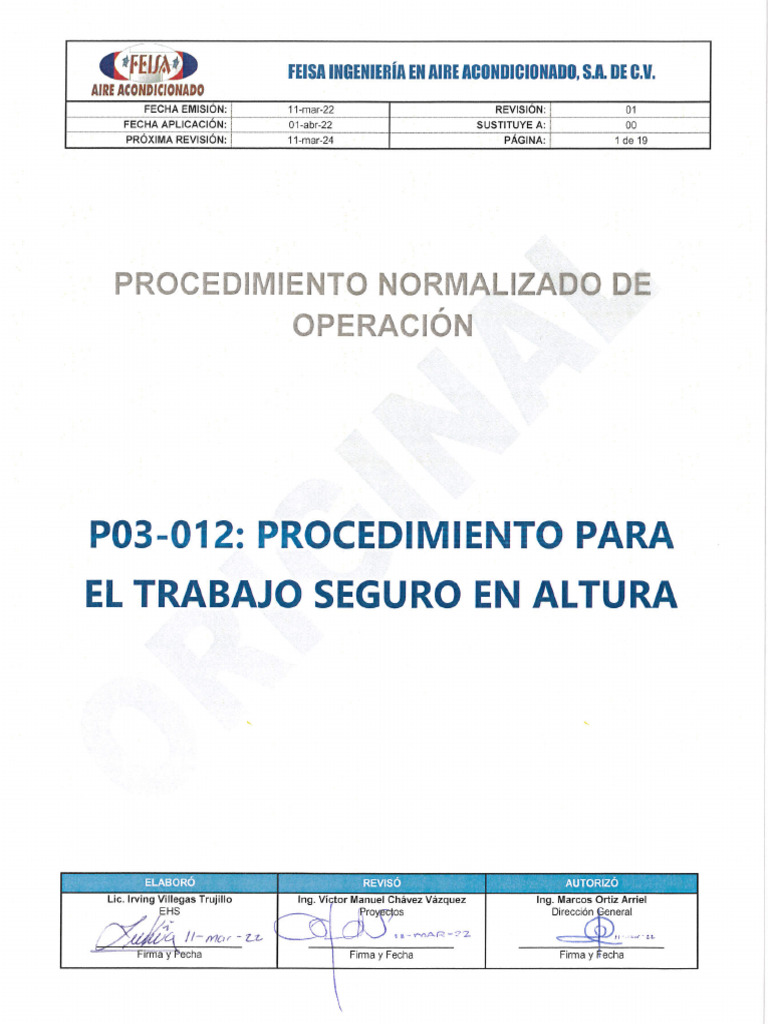 P03-012_TRABAJO EN ALTURA | PDF