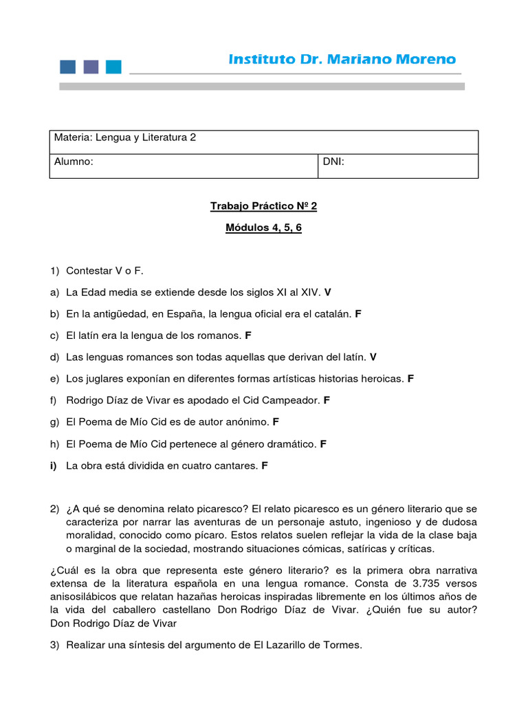 Lengua y Literatura 2 TP2 Nuevo para Rendir en Agosto | PDF | Barroco