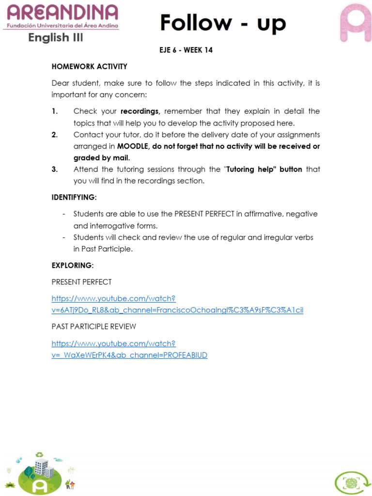 English 3 - EJE 6 - Week 14 | PDF | Syntax | Language Mechanics