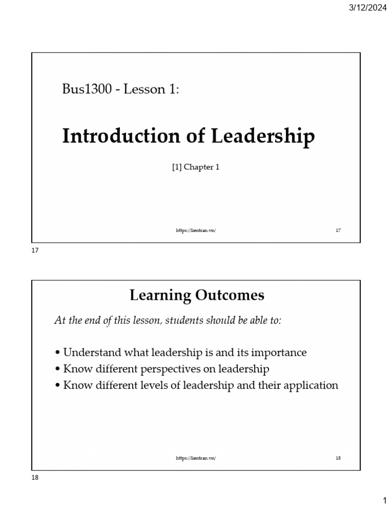 Leadership - Lesson 1 | Download Free PDF | Leadership | Power (Social ...