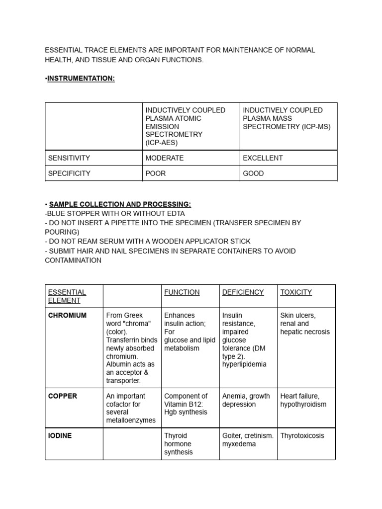 Trace Elements | PDF | Iron | Hemoglobin