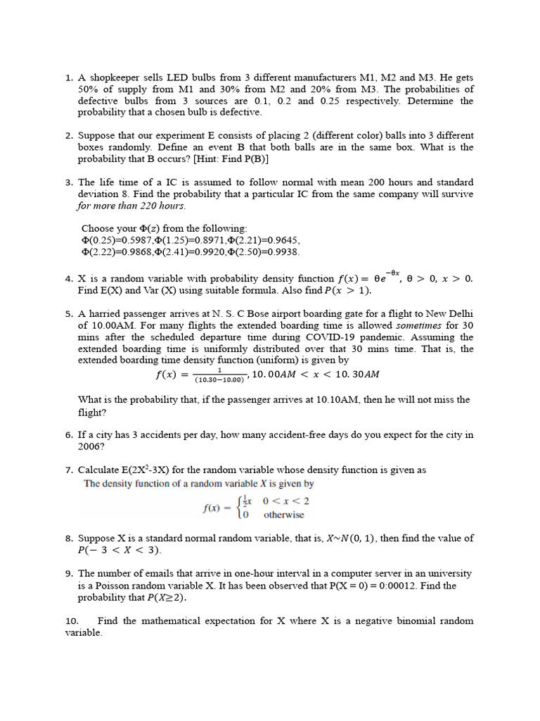 CA Sample | Download Free PDF | Probability Density Function | Applied Mathematics