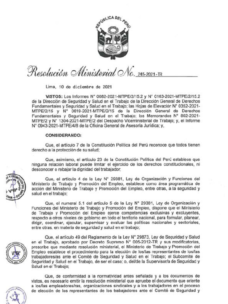 RM 245-2021-TR v01 Eleccion Del CSST | PDF