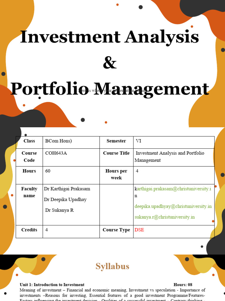 IAPM - Unit 1 - 2024 | PDF | Investing | Financial Risk