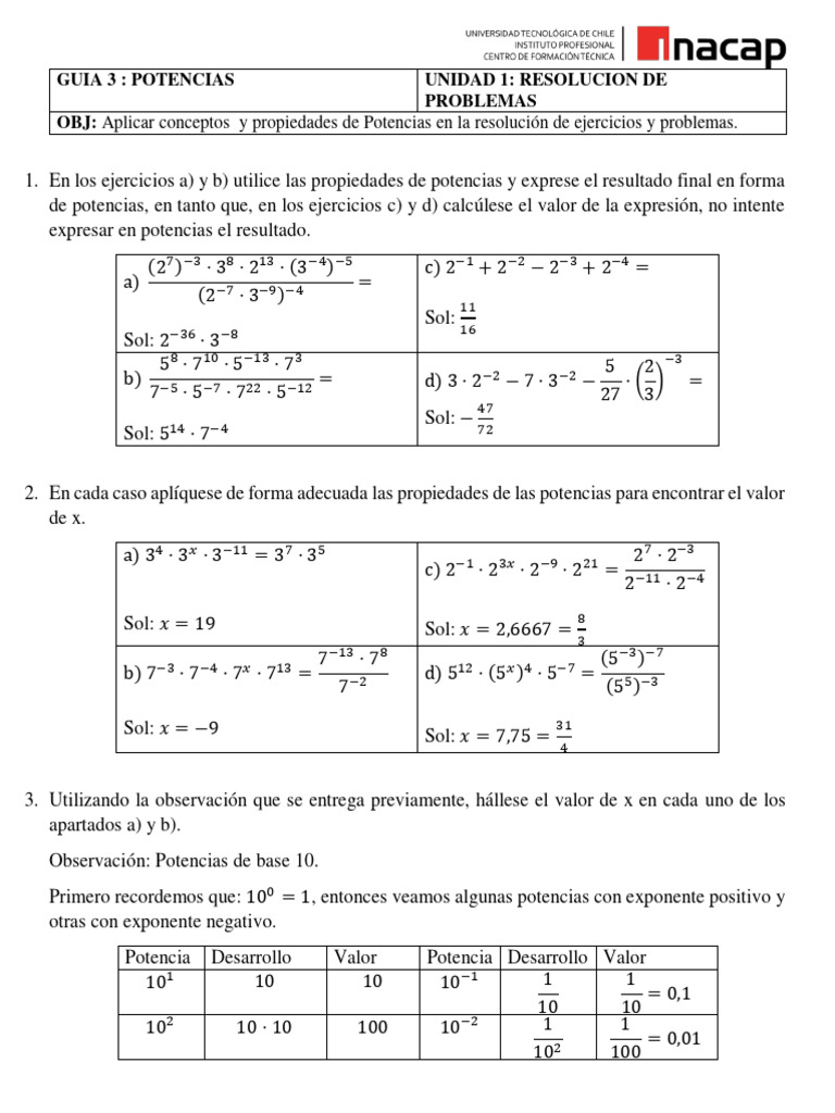 Guia 3 Potencias | PDF | Ajedrez