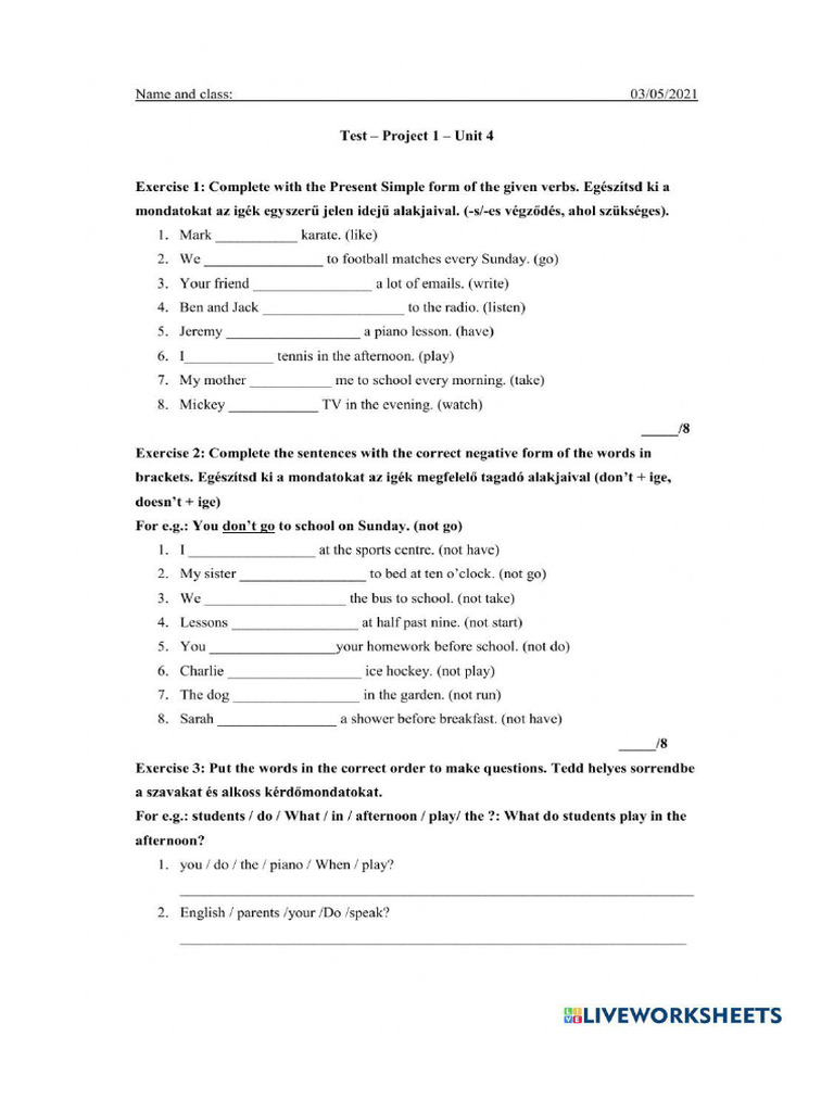 Project 1 Test 4 Grammar | PDF