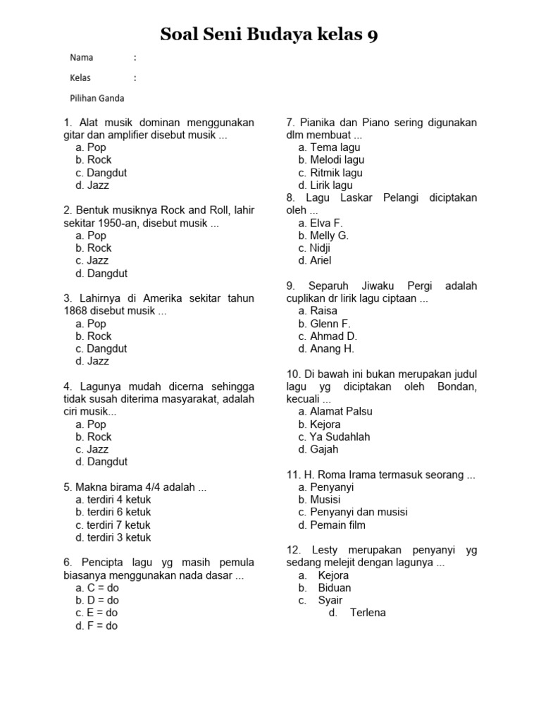 Soal Edit Kelas 9 | PDF | Seni | Puisi