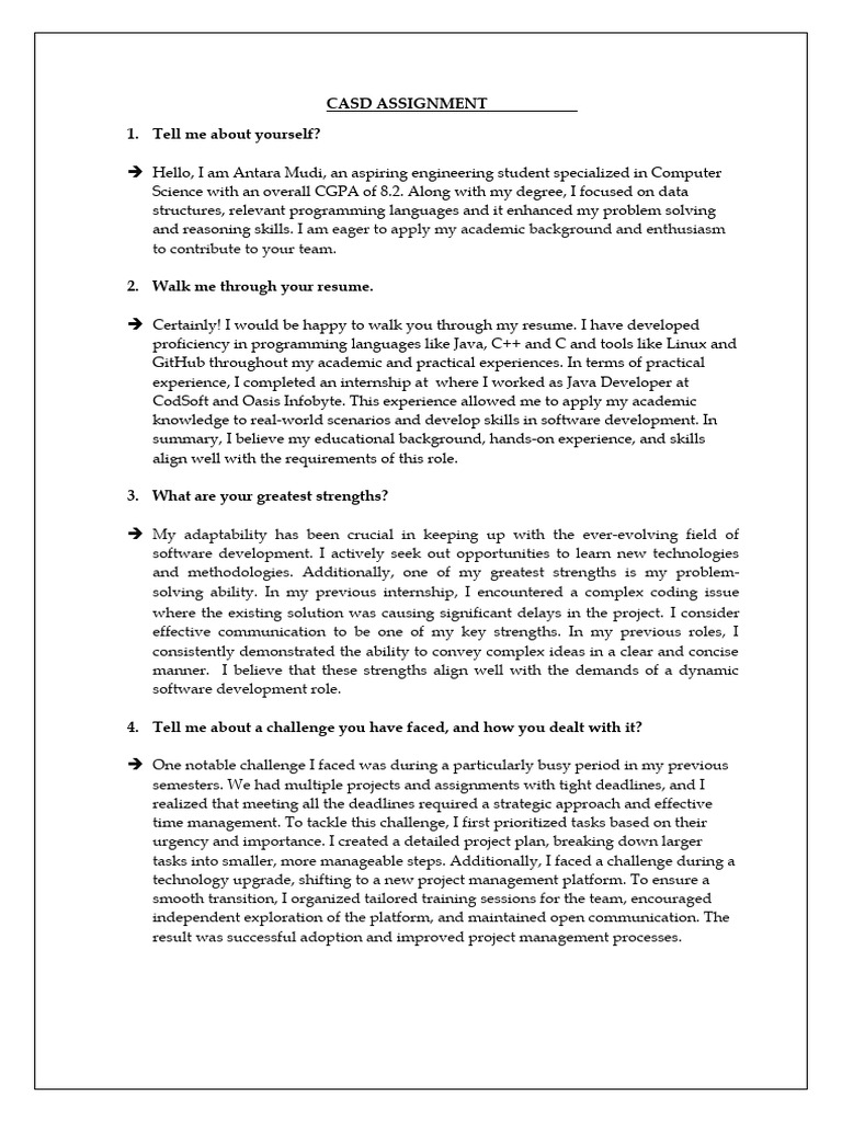Casd Assignment Resume Question | PDF | Software Development | Computer Programming