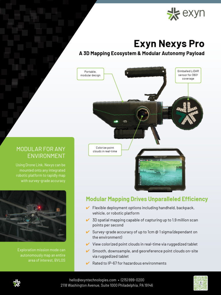 Exyn Nexys Pro Hesai - New Product Sheet | PDF | Unmanned Aerial ...