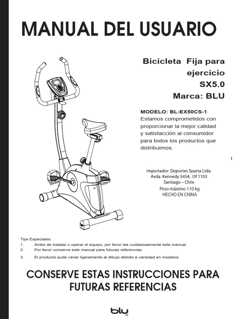 Manual BL-EX50CS-1 Bicicleta Estatica 5.0 | PDF | Tornillo | Arandela (Hardware)