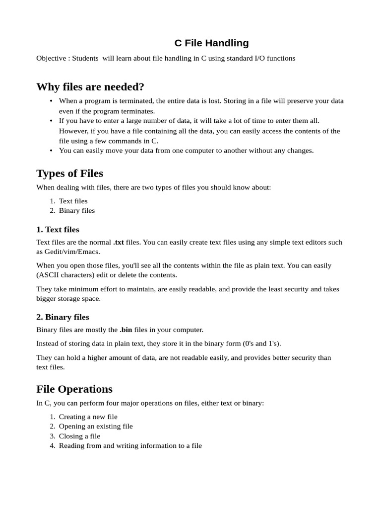 File Handling C | PDF | Computer File | Parameter (Computer Programming) File Handling C | PDF | Computer File | Parameter (Computer Programming)