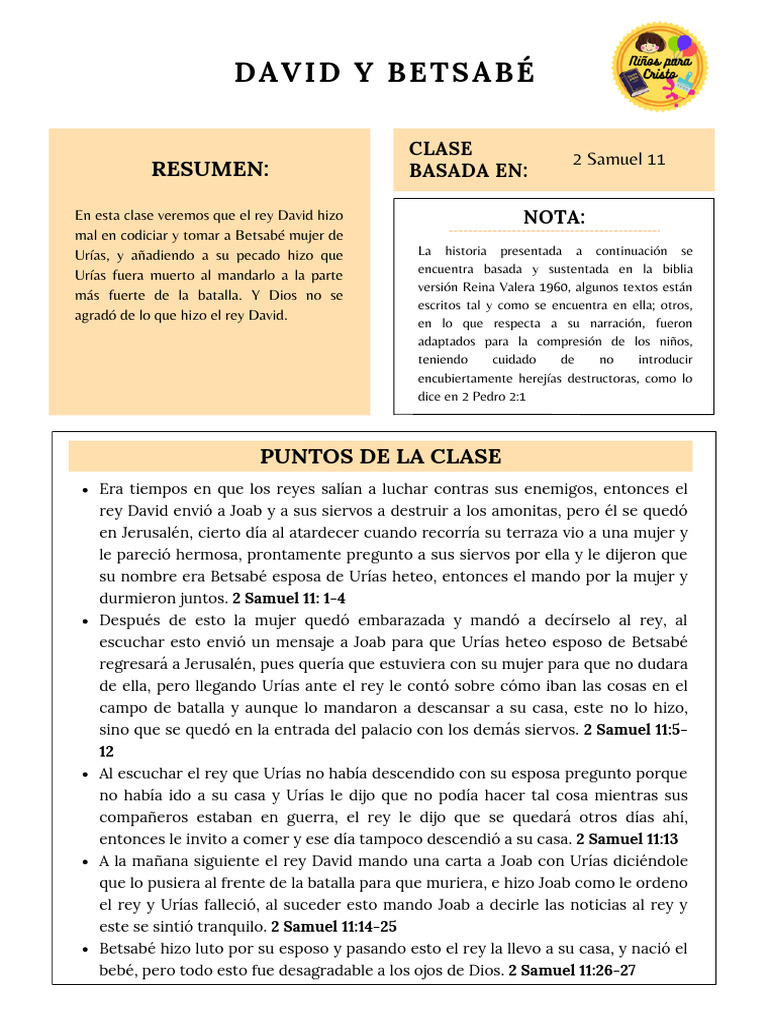 Clase163. David y Betsabé | PDF | David