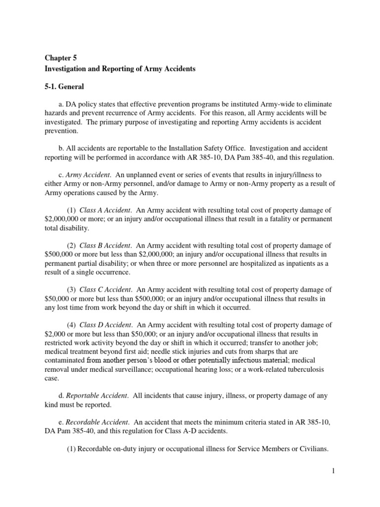 Chap 5 - Investigation Reporting of Army Accidents | PDF | Occupational ...