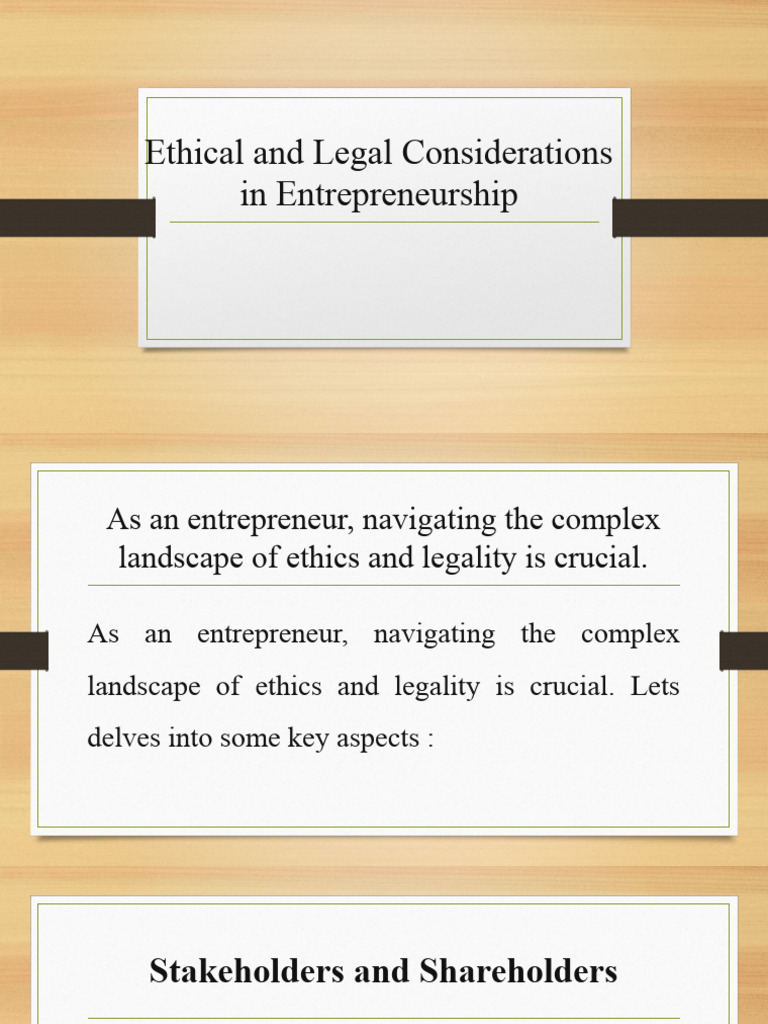 Ethical and Legal Considerations in Entrepreneurship | PDF | Brand ...