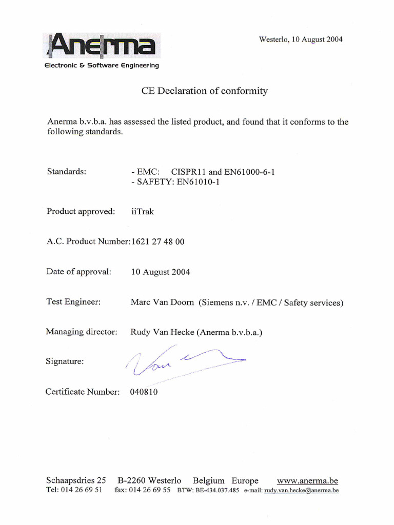 CE Declaration Iitrak | PDF