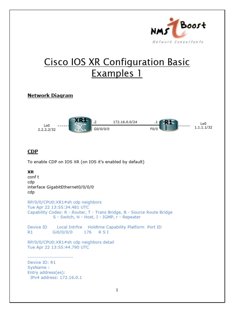 IOS XR Basic Lab | PDF | Ip Address | Network Architecture