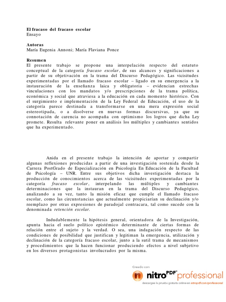 Anoni El Fracaso Del Fracaso Escolar | PDF | Conocimiento | Desigualdad social