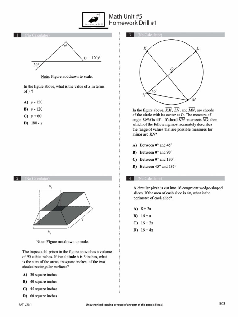Math Unit 5 Home Work 1 | PDF