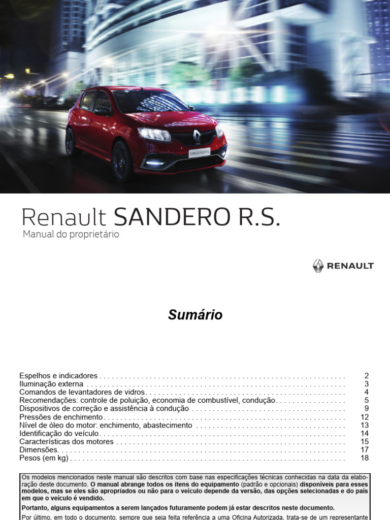 Manual Complementar Sandero Rs 2018 | PDF | Freio | Pneu