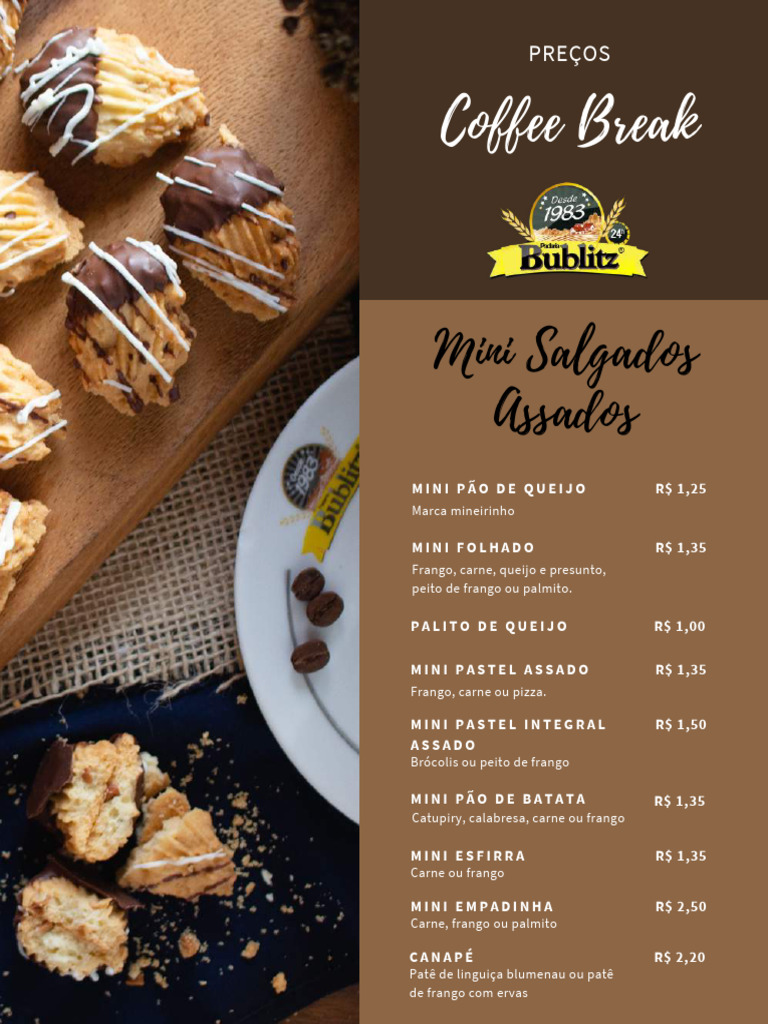 Cardápio Coffee Break-Compactado | PDF | Alimentos | Culinária