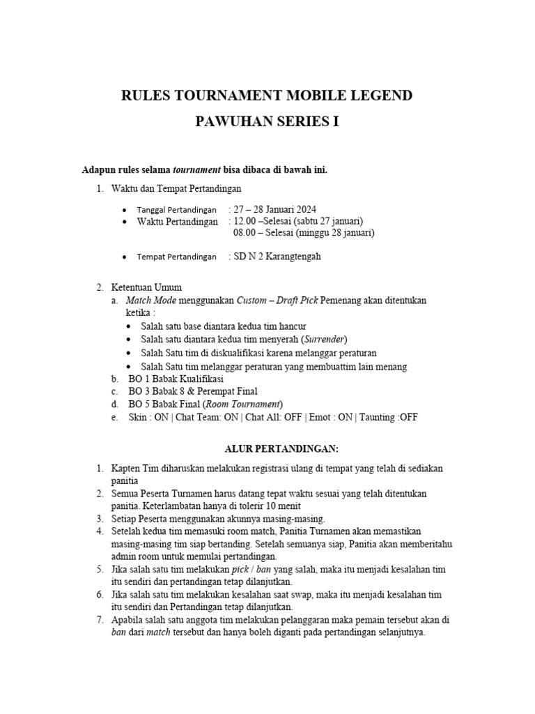 MLBB Pawuhan Series 1 Rules | PDF