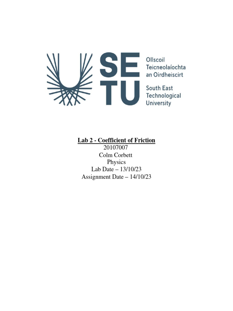 Physics Lab: Friction Coefficient | PDF | Force | Friction