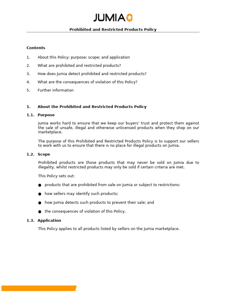 Prohibited and Restricted Products Policy | PDF | Food And Drug ...