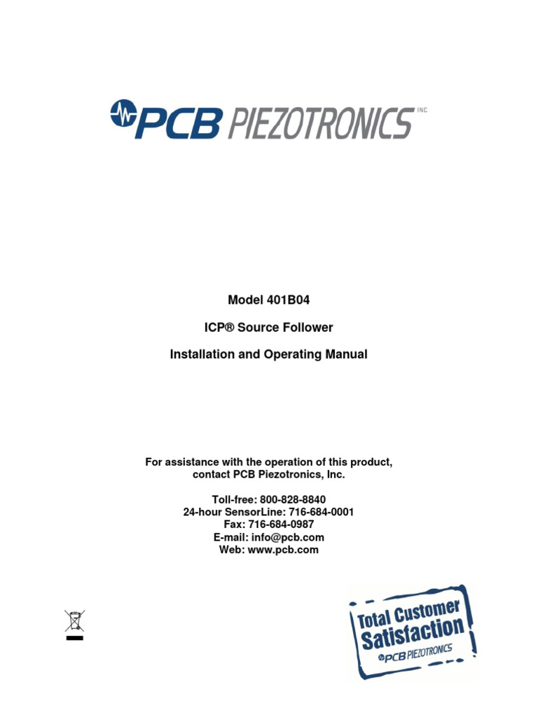 Model 401B04 ICP® Source Follower Installation and Operating Manual ...