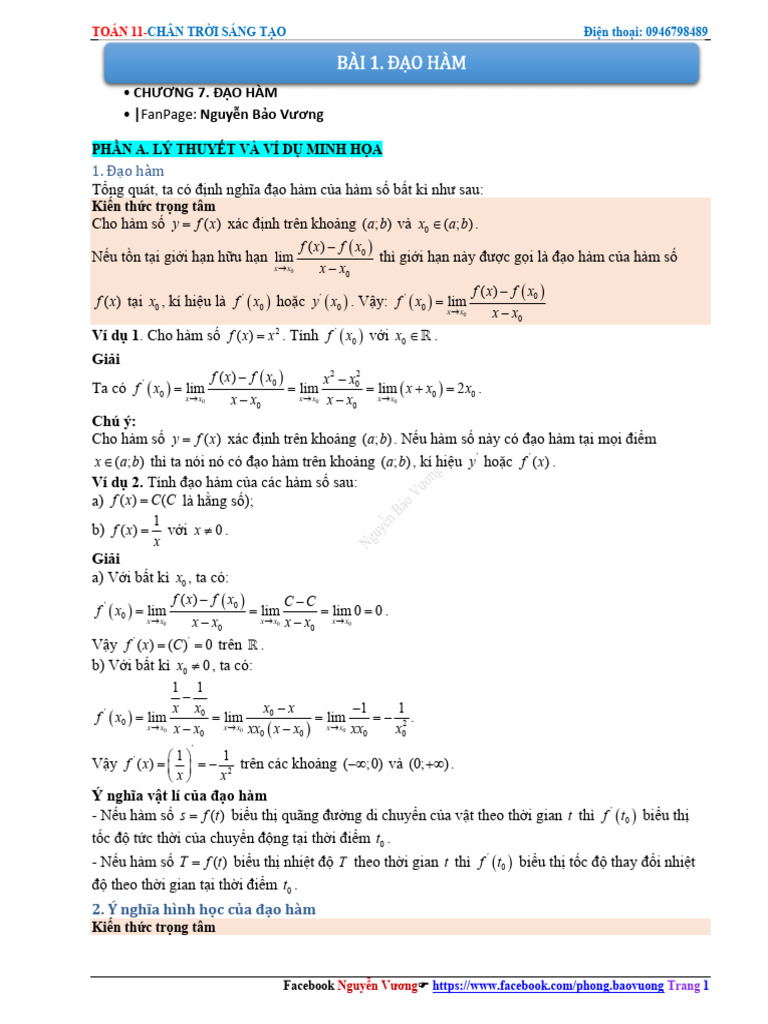 Bai 1 Dao Ham DA TL | PDF