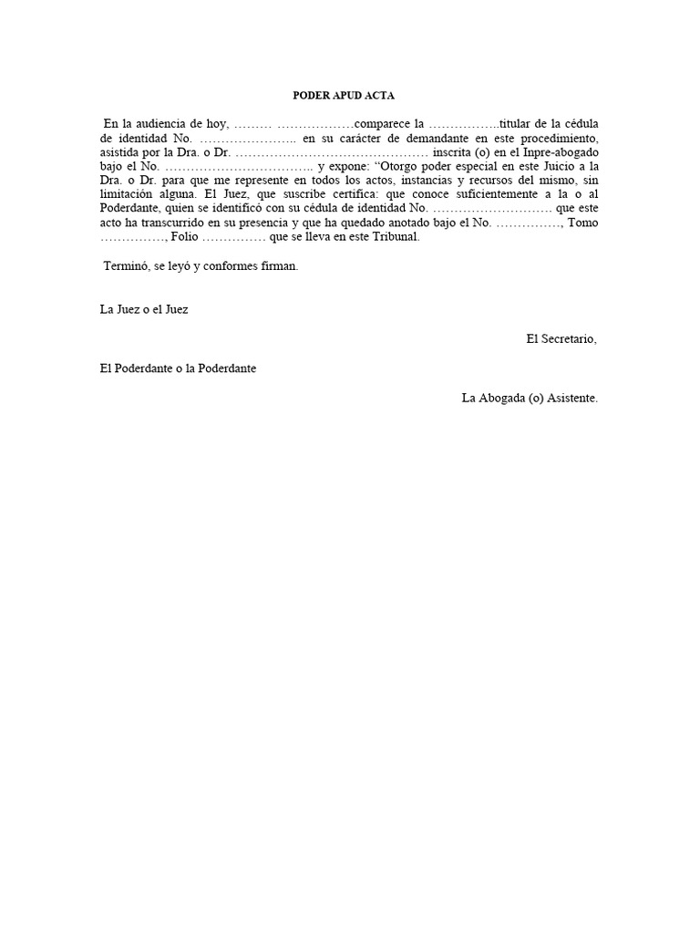 Poder Apud Acta | PDF | Abogado | Documento de identidad