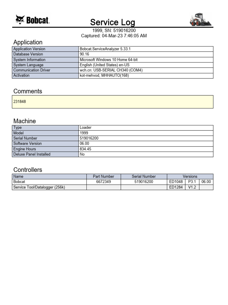 Service Log: Application | PDF | Computing | Software