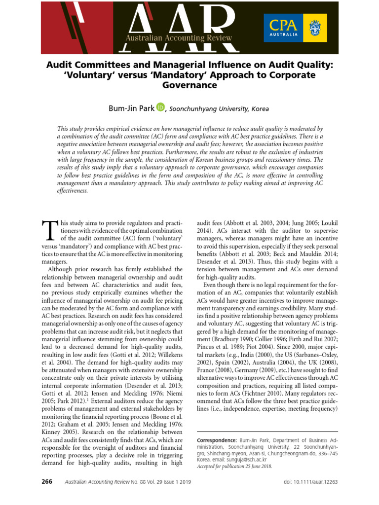 Park-2019-Australian Accounting Review | PDF | Audit | Financial Audit