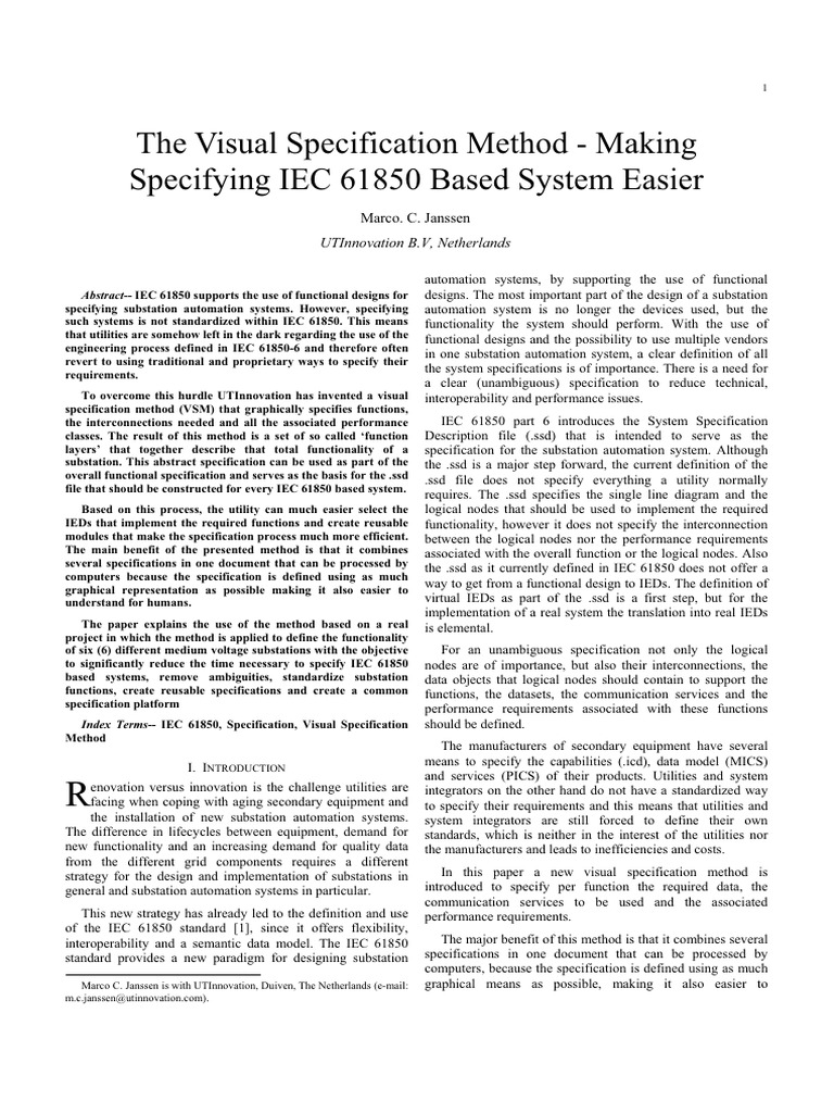 Visual Specification Method For Iec 61850 Based Substation 2 Pdf Specification Technical