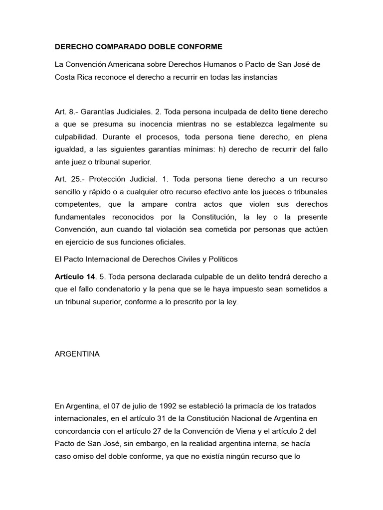 Derecho Comparado Doble Conforme | PDF | Convenio europeo de derechos ...