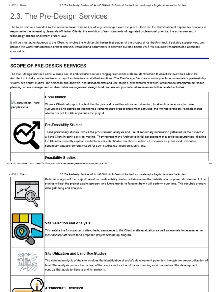 2.3. The Pre-Design Services - AR 441-ARCH41S5 - Professional Practice ...