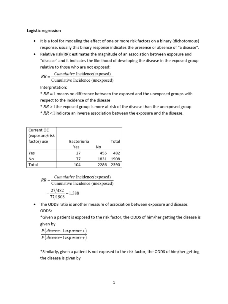 Logistic Regression | PDF | Odds Ratio | Relative Risk