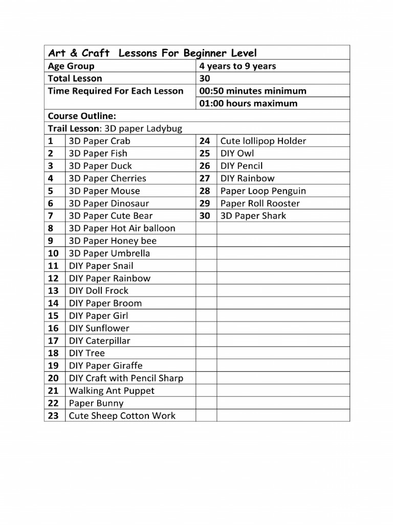 Art Craft Lesson Plan | PDF