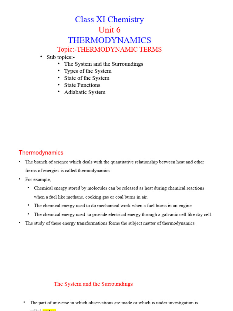 Class 11 Chapter 6 Thermodynamics | PDF | Chemical Equilibrium | Heat