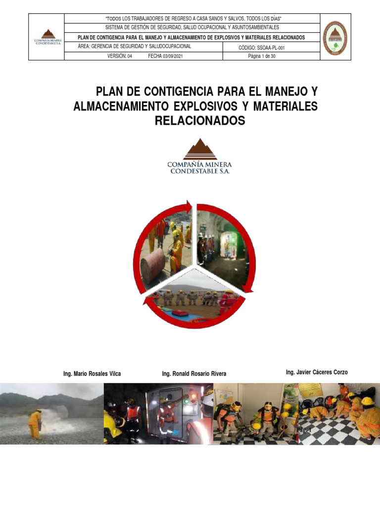 PLAN DE CONTINGENCIA - CMC - Final | PDF | Seguridad y salud ocupacional | Minería