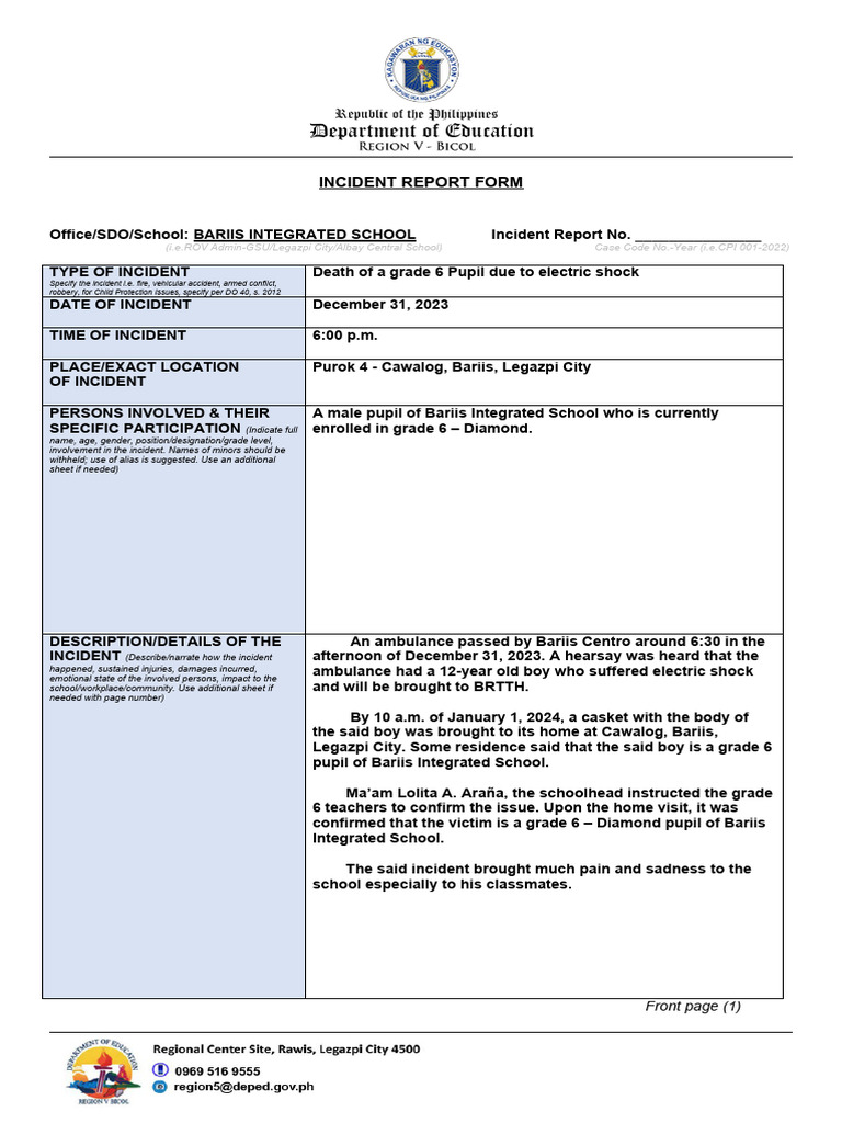 Incident Report 2 | PDF